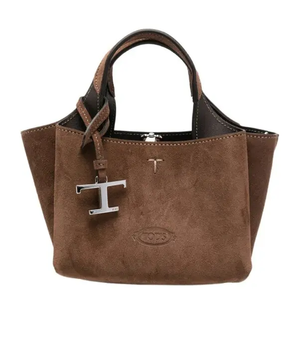 TOD'S Micro Logo-detail Suede Mini Bag - Brown