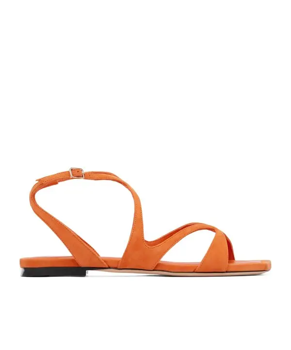 JIMMY CHOO Ayla Flat Sandals - Sunset Orange