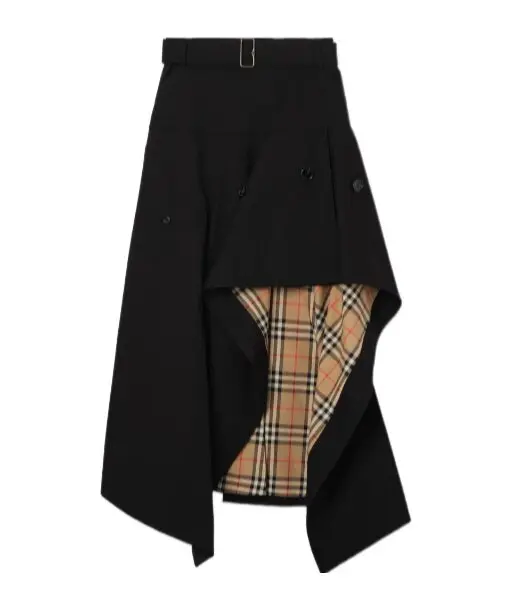 Burberry Gabardine Asymmetric Trench Skirt - Black