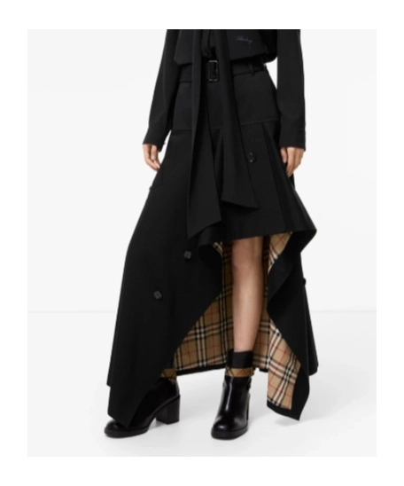 Burberry Asymmetrical Belted Midi Skirt