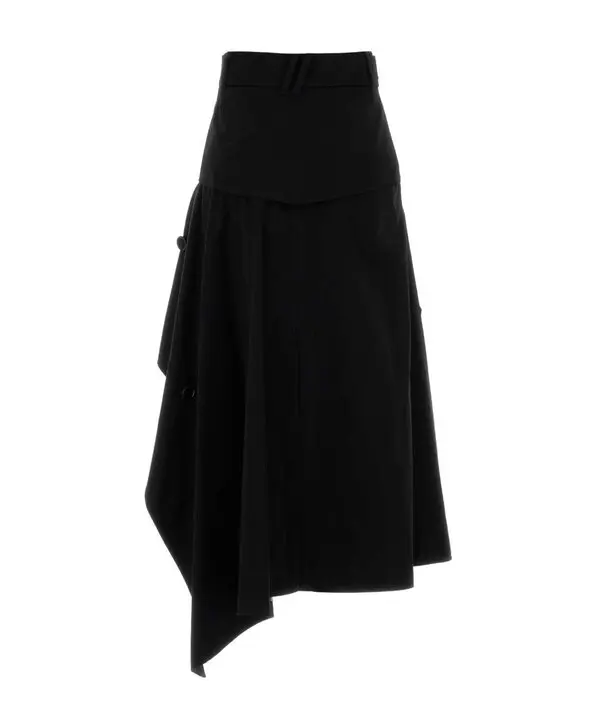 Burberry Asymmetrical Belted Midi Skirt