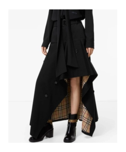 Burberry Asymmetrical Belted Midi Skirt