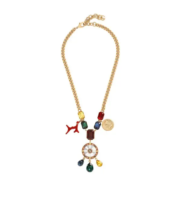 Dolce & Gabbana Dolce Gabbana Charm Crystal Necklace - Golden