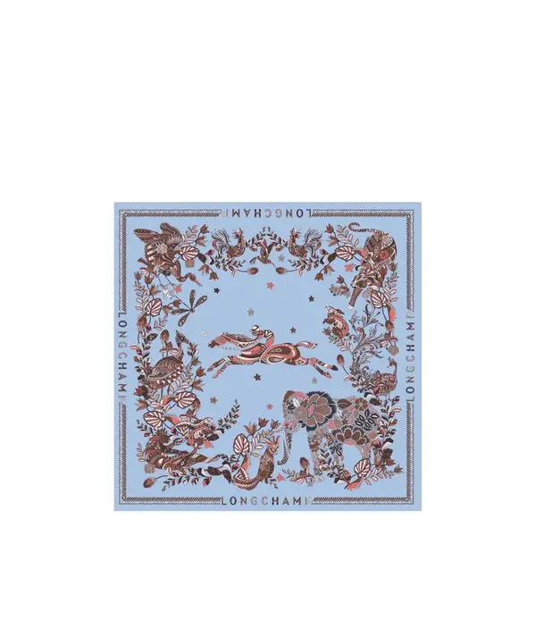 Longchamp Foret Silk Scarf 90 - Sky-blue