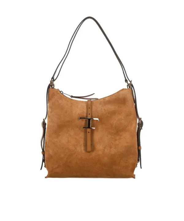 TOD'S T Timeless Suede Tote Bag - Brown