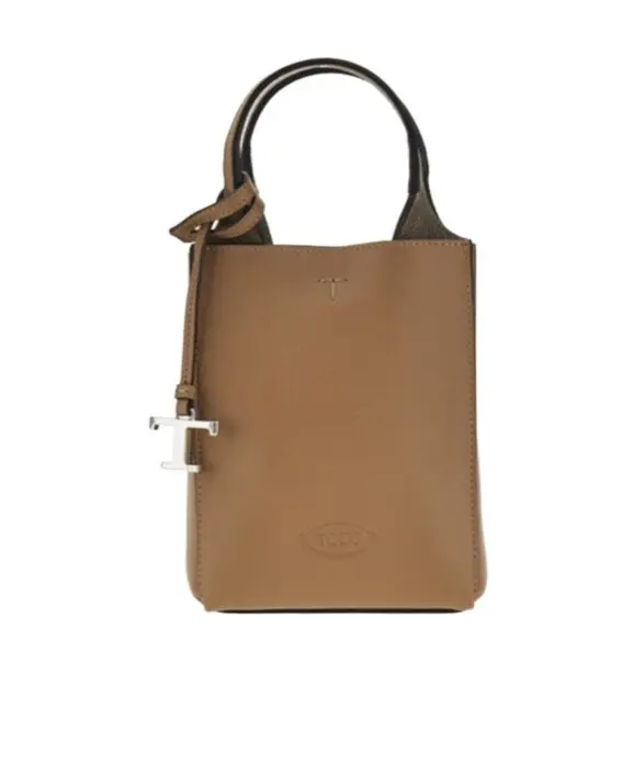 TOD'S T Timeless Pebbled-leather Tote Bag - Brown