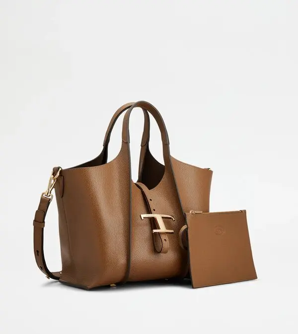 TOD'S Timeless Shopping Bag In Leather Mini - Brown