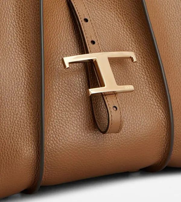 TOD'S Timeless Shopping Bag In Leather Mini - Brown