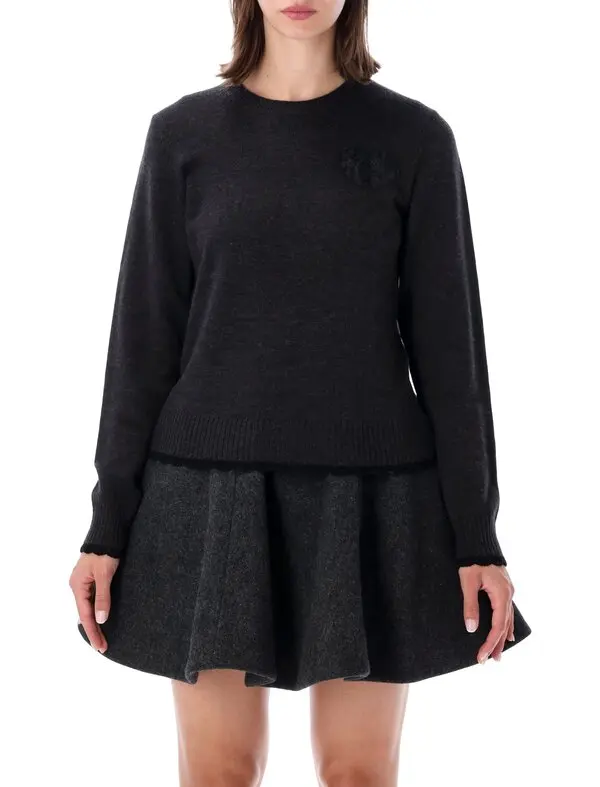 GANNI Crew Neck Long-sleeved Knitwear - Black