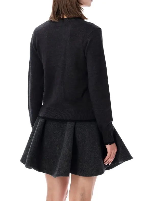 GANNI Crew Neck Long Sleeve Knitwear With Decorative Detail