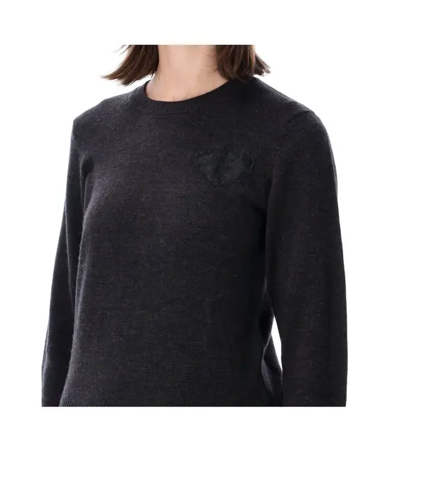 GANNI Crew Neck Long Sleeve Knitwear With Decorative Detail