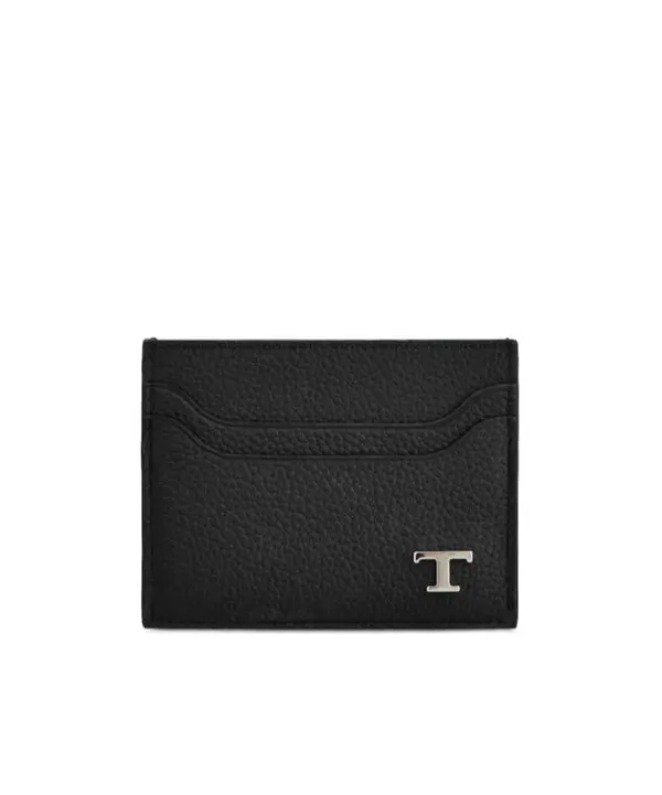 TOD'S T Timeless Pebbled-leather Card Holder - Black