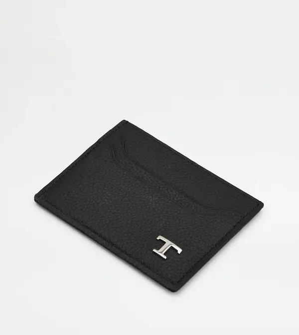 TOD'S T Timeless Pebbled-leather Card Holder