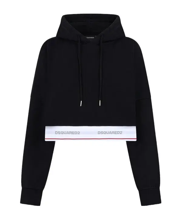 Dsquared2 Logo Tape Cropped Hoodie