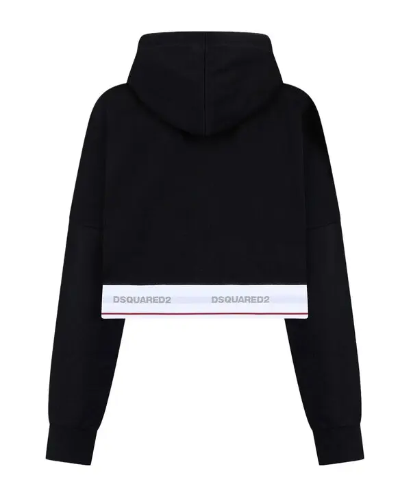 Dsquared2 Logo Tape Cropped Hoodie