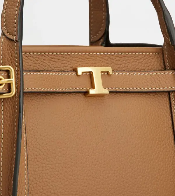 TOD'S T Signature Leather Tote Bag - Brown
