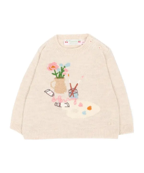 Bonpoint Intarsia-knit Button-fastening Sweater