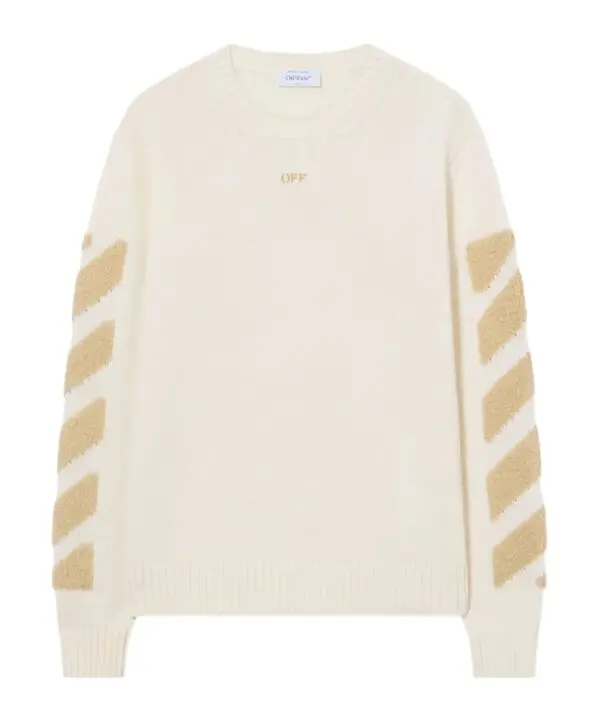 Off-White Diag Fuzzy-knit Sweater - Cream