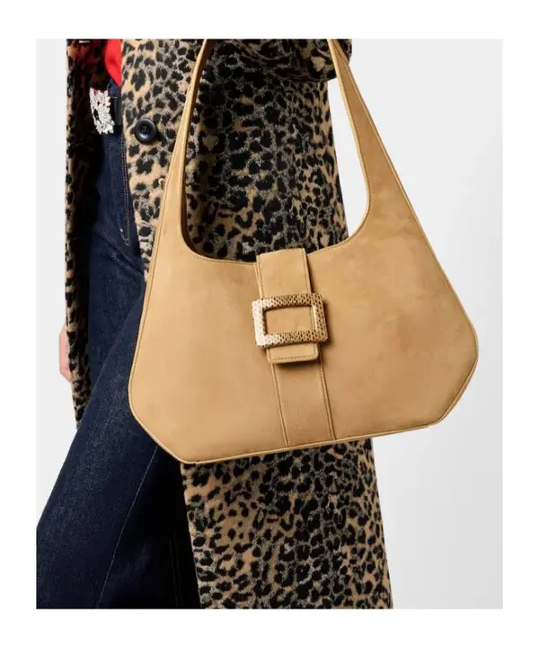 ROGER VIVIER Belle Vivier Small Hobo Bag In Suede