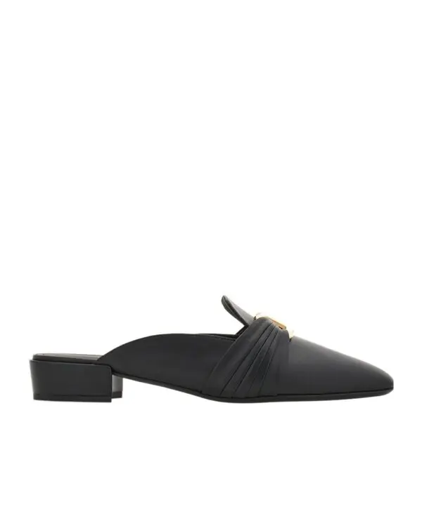 FERRAGAMO Gancini Ornament Mule - Black