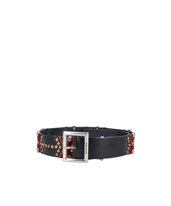 GOLDEN GOOSE Embellished Leather Belt - Black