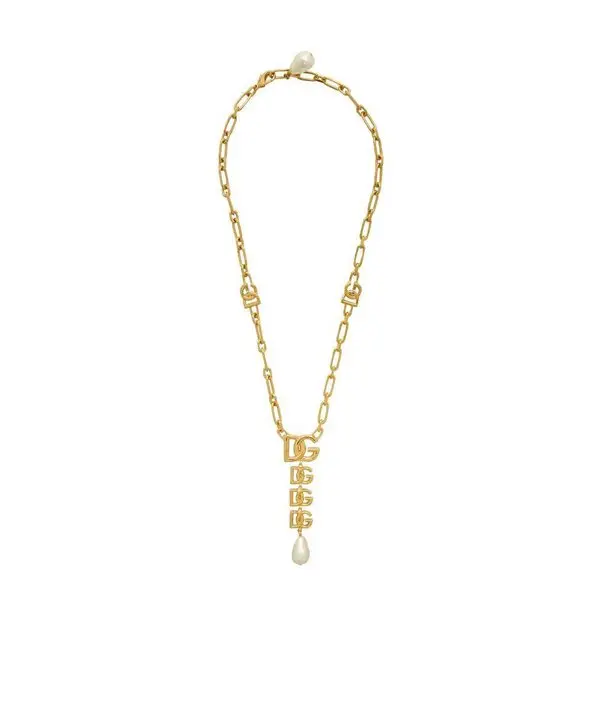 Dolce & Gabbana Logo-plaque Chain Necklace - Yellow