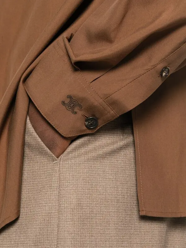 Celine Overshirt In Silk Canvas - Brown