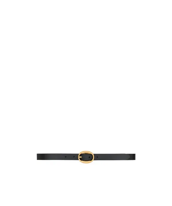 Saint Laurent Oval Buckle Belt In Smooth Leather - Black