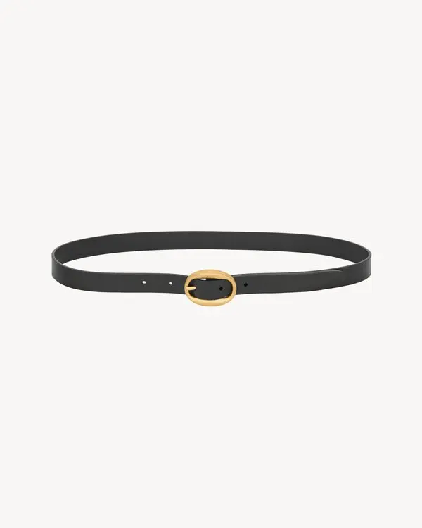 Saint Laurent Oval Buckle Belt In Smooth Leather