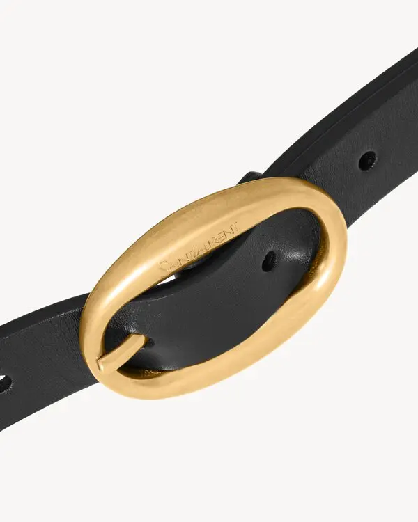 Saint Laurent Oval Buckle Belt In Smooth Leather