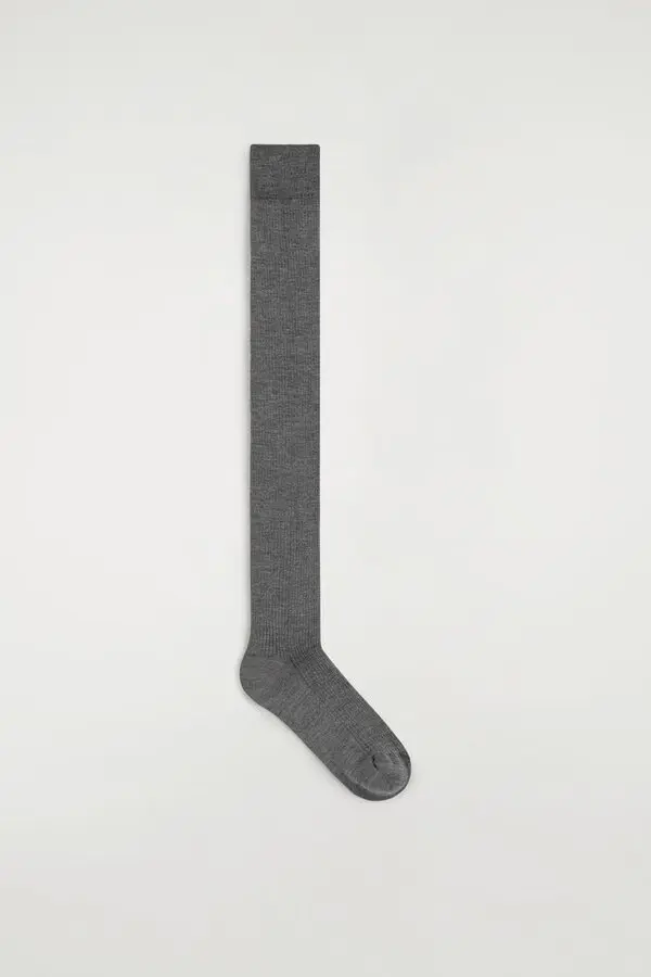 Cos Silk Knee Socks - Gray