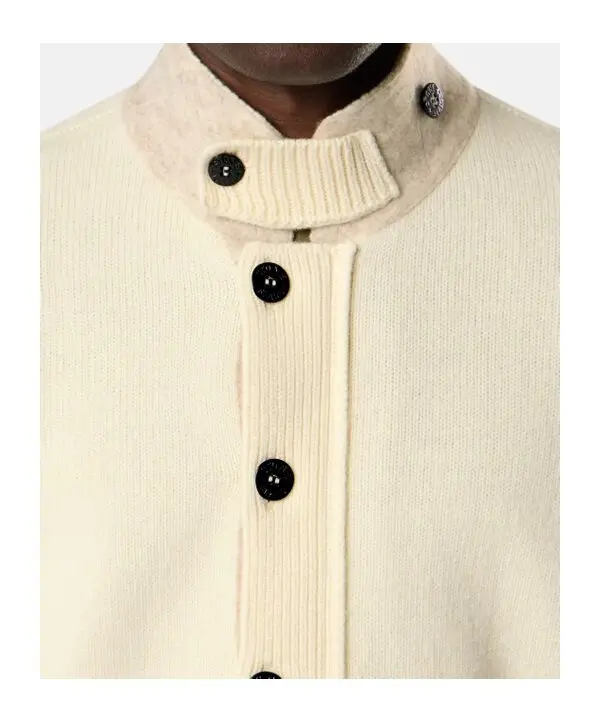 Stone Island High Neck Long Sleeve Knit Cardigan