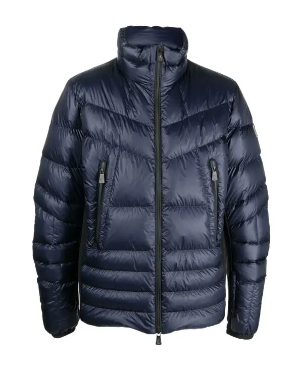 Moncler Logo-patch Sleeve Padded Jacket - Navy Blue