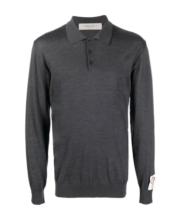 GOLDEN GOOSE Logo Patch Polo Shirt - Black
