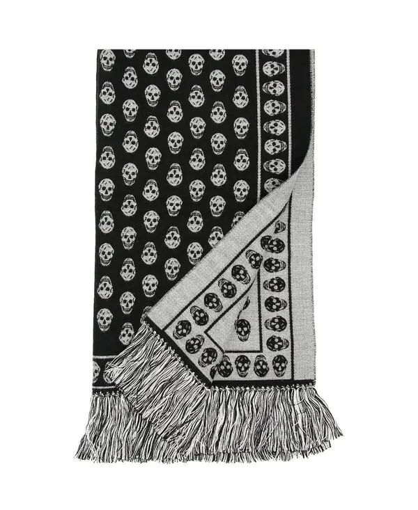 Alexander McQueen Skull Print Fringed Scarf