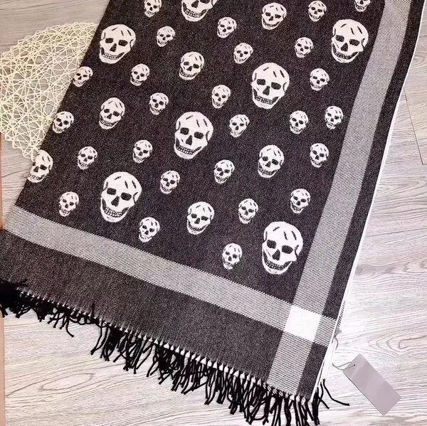 Alexander McQueen Skull Print Fringed Scarf