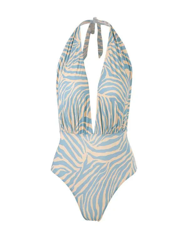 Anjuna Zebra Print Halterneck One Piece Swimsuit