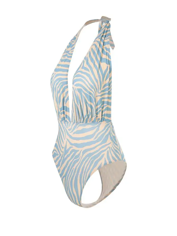 Anjuna Zebra Print Halterneck One Piece Swimsuit