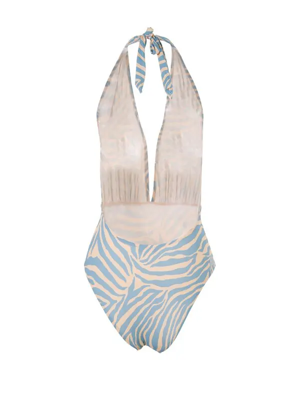 Anjuna Zebra Print Halterneck One Piece Swimsuit