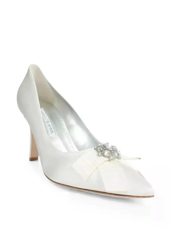 Manolo Blahnik Embellished Bow Pointed Toe High Heel Pumps