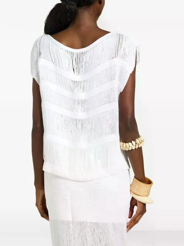 Liviana Conti Juliet Off-shoulder Blouse With Fringe Detail