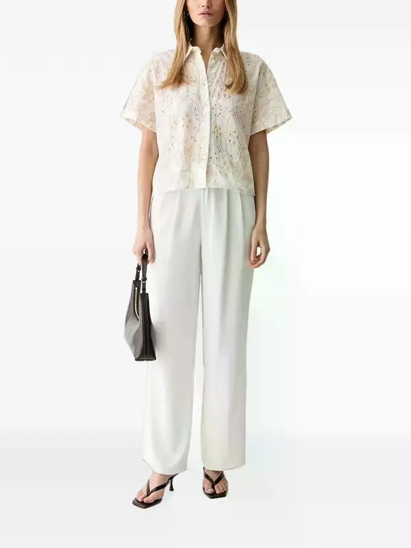 VICOLO Broderie-anglaise Short-sleeve Shirt - White