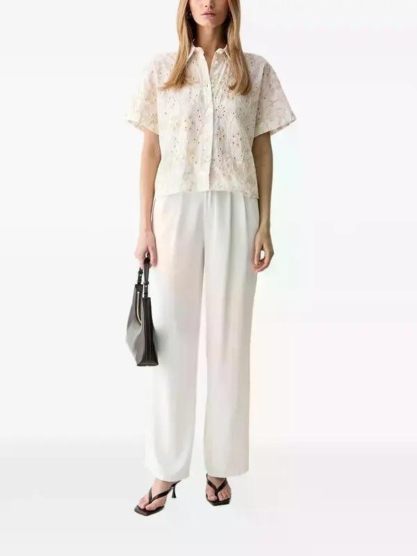 VICOLO Broderie Anglaise Short-sleeve Shirt - White