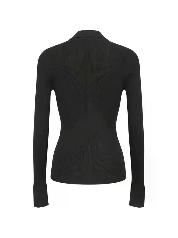 Isaia Ribbed-knit Long-sleeve Shirt - Black