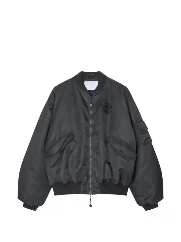Cecilie Bahnsen Feilan Bow-detail Ruched-sleeves Bomber Jacket - Black