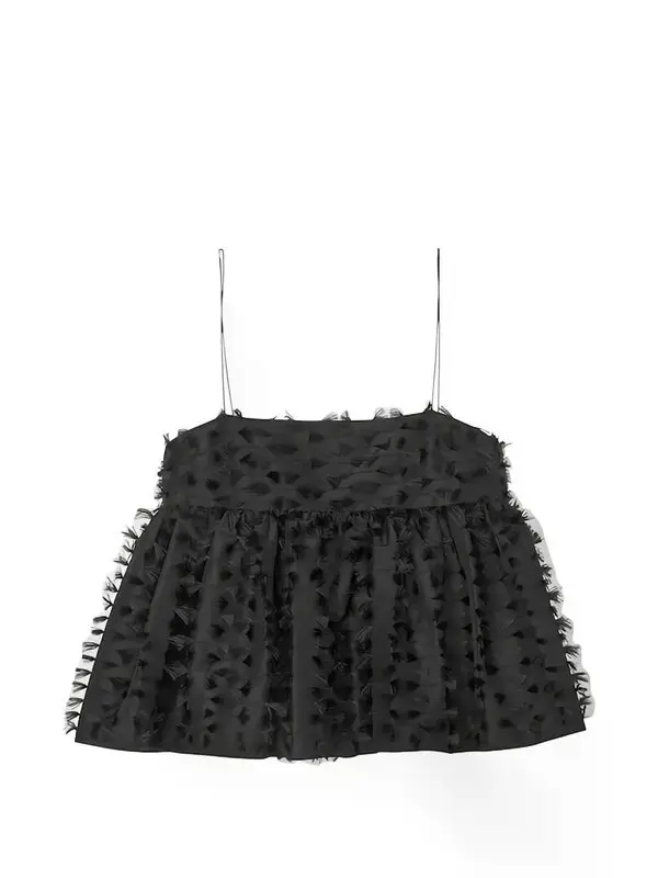 Cecilie Bahnsen Babette Fil-coupé Sleeveless Peplum Blouse - Black
