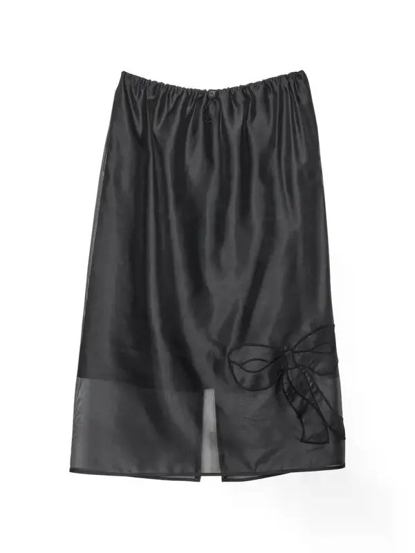 Cecilie Bahnsen Bria Bow-appliqué Straight Midi Skirt - Black