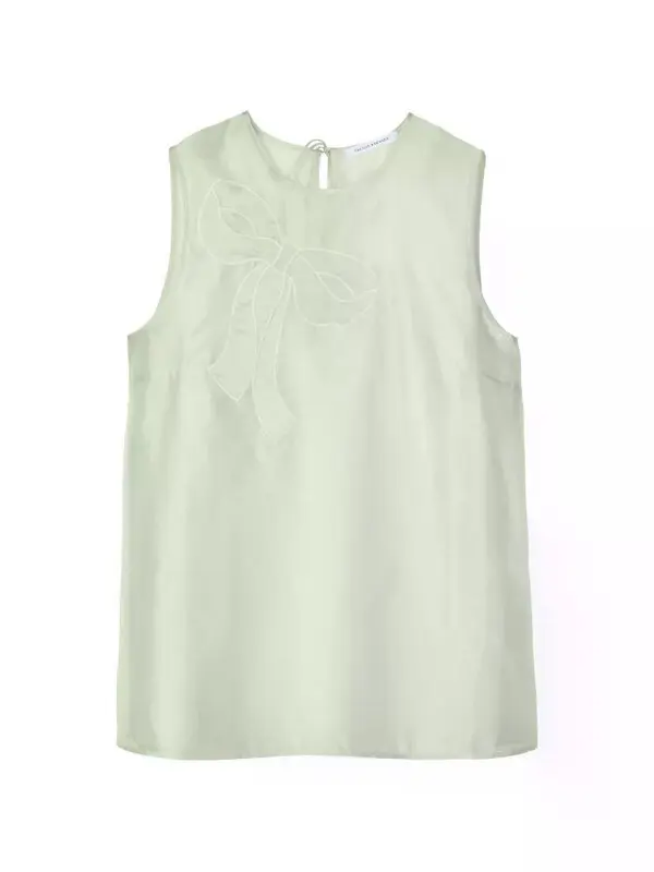 Cecilie Bahnsen Alba Bow-embroidered Sleeveless Organza Blouse - Green