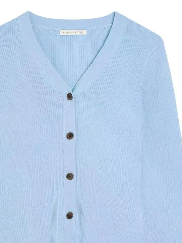 EMILIA WICKSTEAD Ash Ribbed-knit V-neck Cardigan - Blue