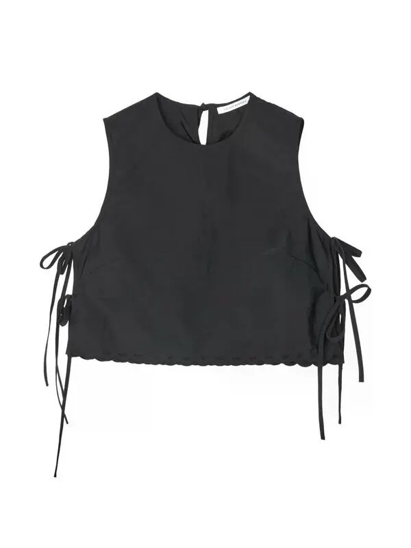 Cecilie Bahnsen Feeba Embroidered Side-tie Sleeveless Blouse - Black
